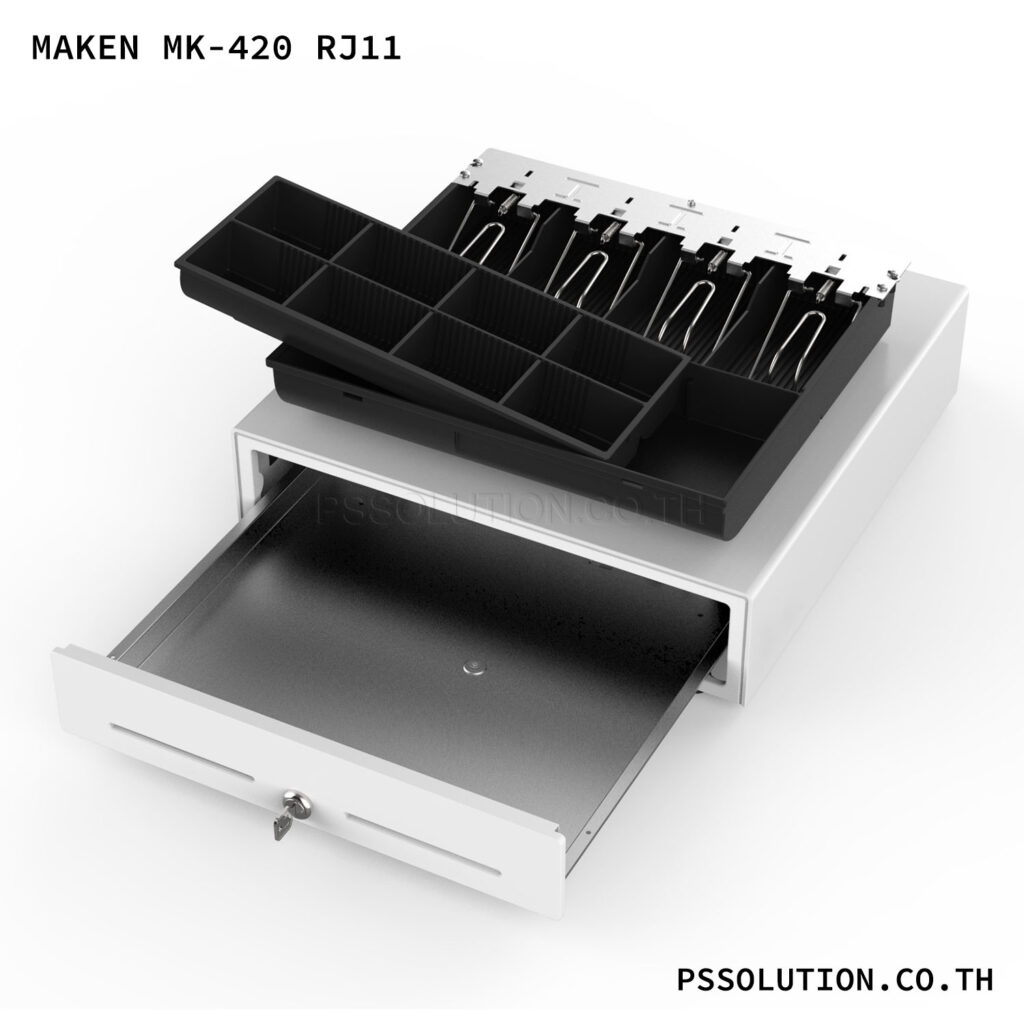 ลิ้นชักเก็บเงินสีขาว MAKEN MK-420 RJ11
